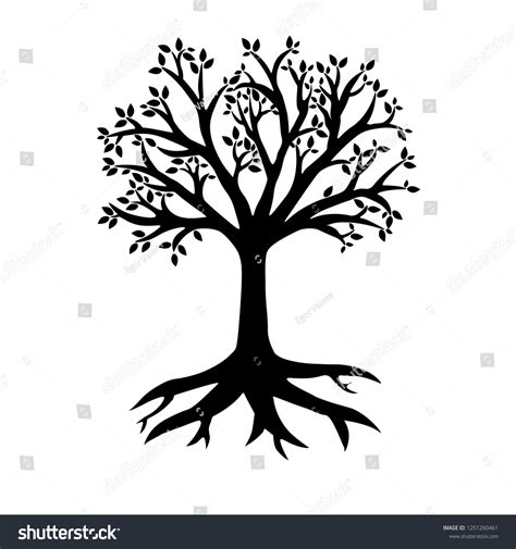 Silhouette Vector Tree Roots Stock Vector Royalty Free Shutterstock