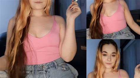 Smoking In A Pink Top No Bra Dangling Handsfree Drags