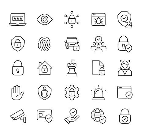 Premium Vector Security And Protection Thin Line Icons Set Vector