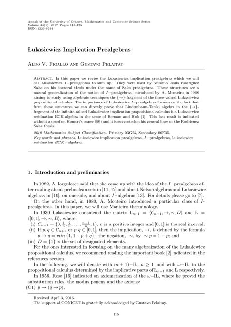Pdf Lukasiewicz Implication Prealgebras