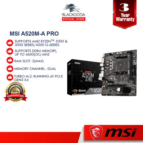 Msi A M A Pro Am Matx Ram X M X Pciex X Y Warranty Shopee Malaysia
