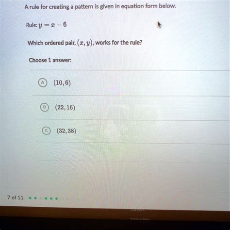 solved a rule for creating a pattern is given in equation form below