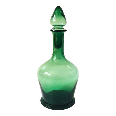 Green Glass Decanter Chairish