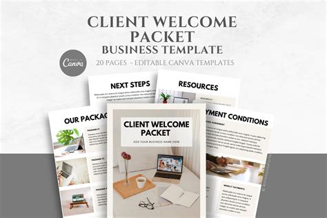 Editable New Client Welcome Packet Template Onboarding Canva Template New Client Service Guide