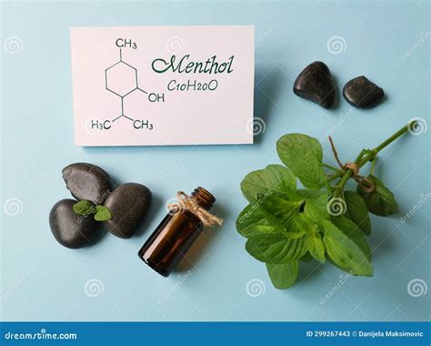 Structural Chemical Formula Of Menthol Molecule Peppermint Essential Aromatherapy Oil Stock