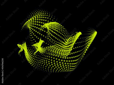 3d Dynamic Node Of Big Data Dots Science Wave Infinity Sinusoid Line From Particles Swirl Hill