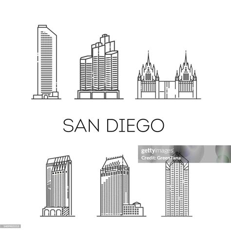 San Diego Detailed Monuments Vector Symbols High Res Vector Graphic