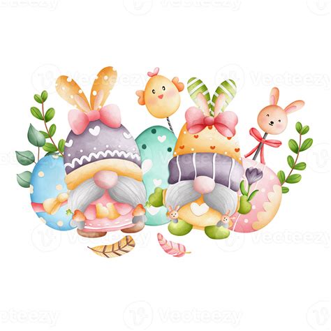 Watercolor Cute Easter Gnome Bunny Gnome Rabbit Gnome Easter Elements 20787725 Png