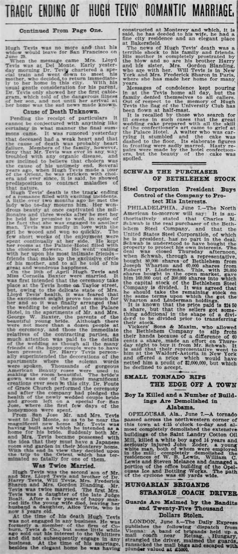 Tevis Tragic Ending Of Hugh Tevis Romantic Marriage ™