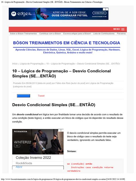 10 Lógica De Programação Desvio Condicional Simples SeentÃo Bóson Treinamentos Em