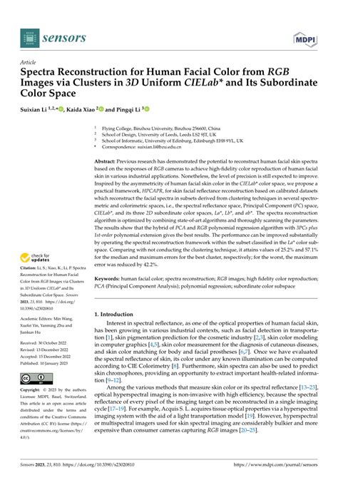 Pdf Spectra Reconstruction For Human Facial Color From Rgb Images Via