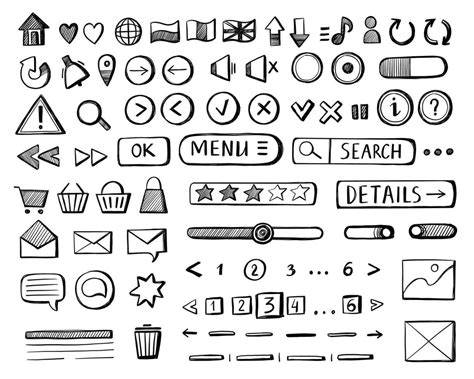 Wireframe Buttons Sketch Hand Drawn Web App Ui Ux Interface Wireframed