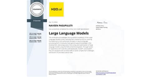 Naveen Pasupuleti On Linkedin Completion Certificate For Large Language Models