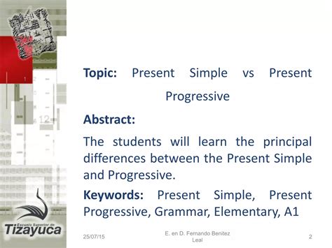 Present Simple Vs Progressive Pptx