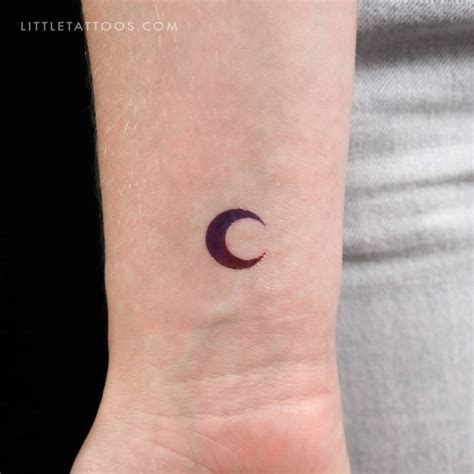 Purple And Pink Crescent Moon Temporary Tattoo Located