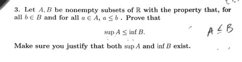Solved Let A B Be Nonempty Subsets Of R With The Chegg