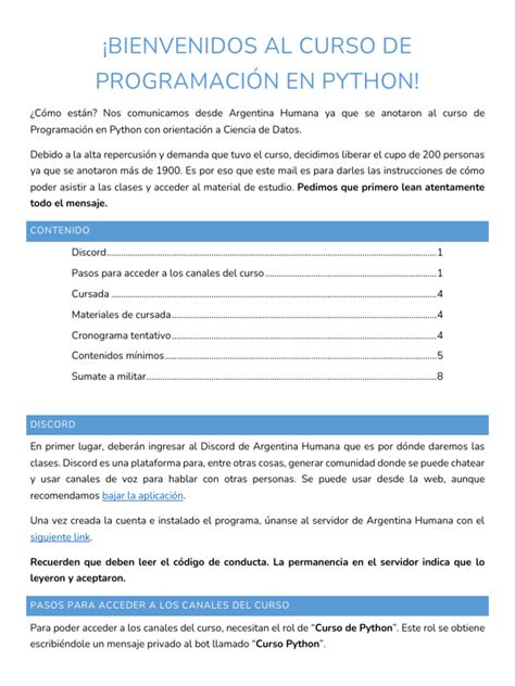 Cursopythoninstrucciones Pdf Python Lenguaje De Programación Tecnologías De La Información