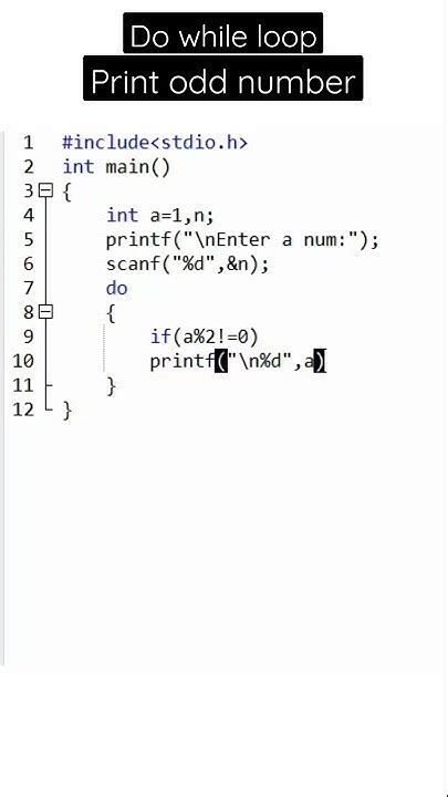 print odd number do while loop shorts clanguage cprogramming