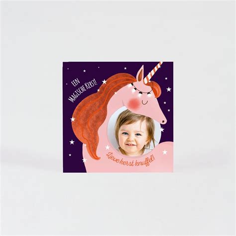 Mini Kinder Kerstkaartje Met Unicorn En Foto Kerst Tadaaz