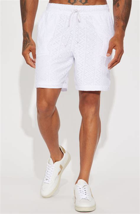 Diagonal Crochet Pattern Shorts White Fashion Nova