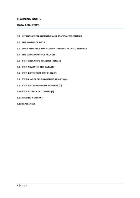 Ain3701 Learning Unit 5 Data Analytics Process And Insights Studocu