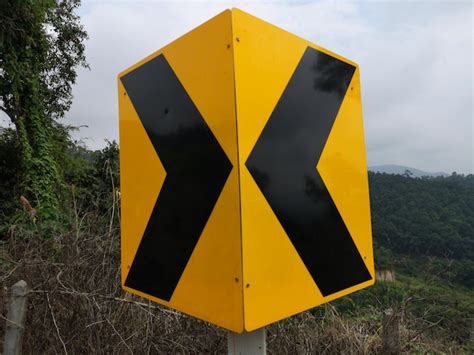 Premium Photo Curve Sign Warning Premium Photo Curve Sign Warning