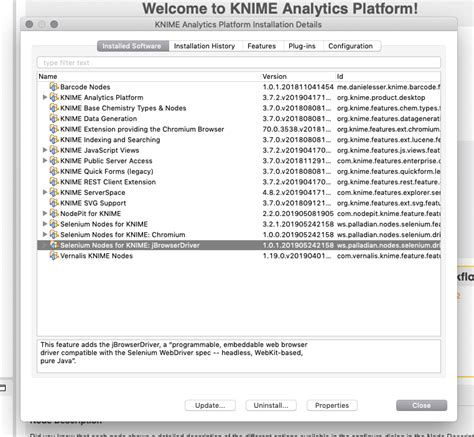 knime update next button is not moving knime analytics platform