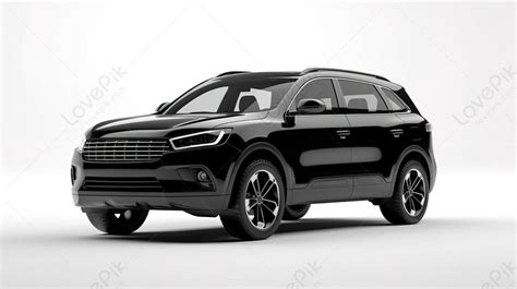 가족에게 적합 흰색 배경에 3d로 렌더링된 세련된 검정색 중형 Suv 적합 배경 고급 자동차 배경 3d 렌더링 배경