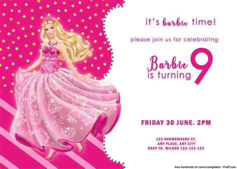 Free Editable Barbie Invitation Template