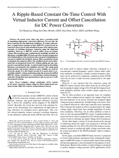 Pdf A Ripple Based Constant On Time Control With Virtual Inductor Current And Offset