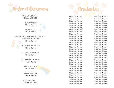 Editable Graduation Program Template