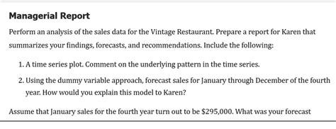 Managerial Report Perform An Analysis Of The Sales Data For The
