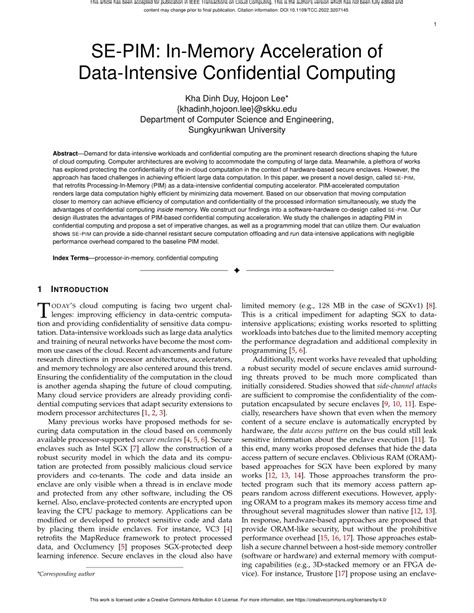 Pdf Se Pim In Memory Acceleration Of Data Intensive Confidential Computing