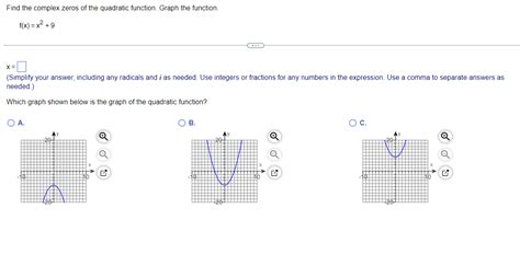 Solved Find The Complex Zeros Of The Quadratic Function Chegg