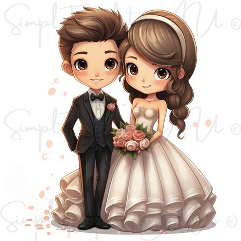Cartoon Wedding Art Bride And Groom Digital File Etsy