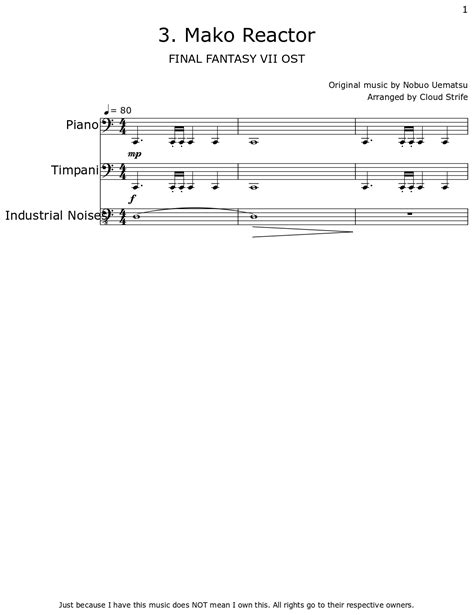 3 Mako Reactor Sheet Music For Piano Timpani Synth Bass Drum Set Choir Tenor String