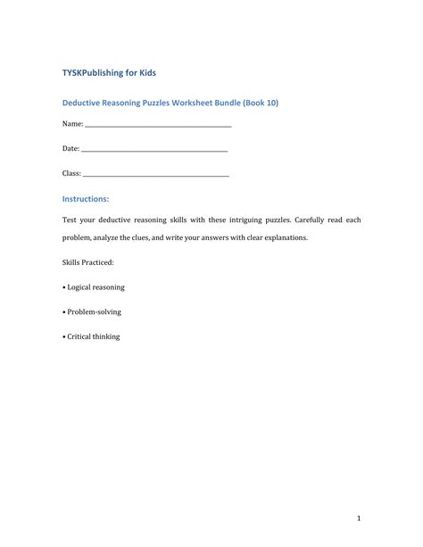 Deductive Reasoning Puzzles Worksheet Bundle Book 10 Made By Teachers