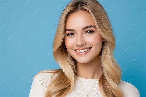Premium Photo A Smiling Blonde Girl With Natural Appearance
