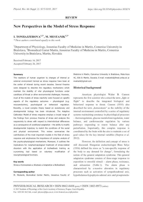 Pdf New Perspectives In The Model Of Stress Responseadaptive