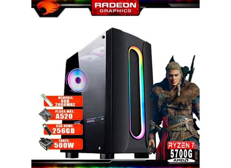 Pc Gamer G Fire Htg 723 AMD Ryzen 7 5700G 8Gb Radeon Graphics 2Gb M 2 NVME 256Gb 500W Com O