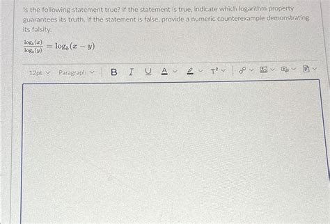 solved is the following statement true if the statement is