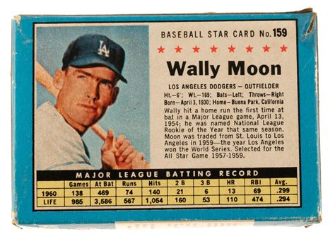 1961 Post Cereal Alpha Bits Complete Box 159 Wally Moon Rea Archive