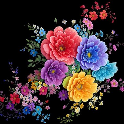 Premium Photo Colorful Flowers Bouquet Illustration
