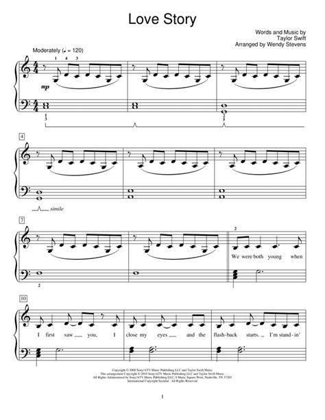 Love Story By Taylor Swift Piano Method Piano Solo Digital Sheet