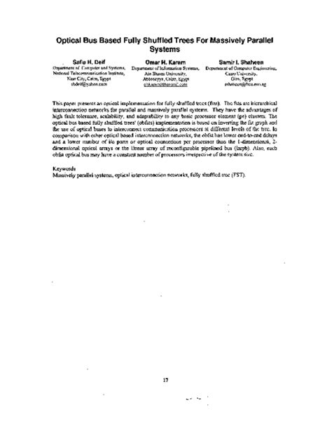 Pdf Optical Bus Based Fully Shuffled Trees For Massively Parallel Systems