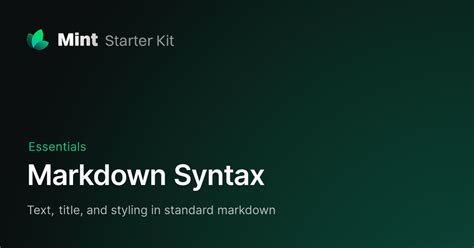 Markdown Syntax Starter Kit