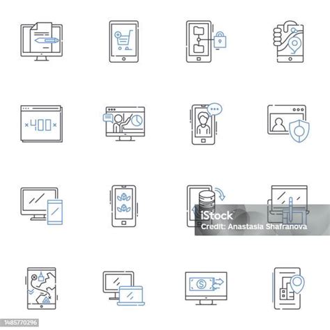 스마트 기술 라인 아이콘 컬렉션입니다 자동화 인텔리전스 연결성 효율성 혁신 보안 적응성 벡터 및 선형 그림 가상 증강 상호 작용 개요 표지판 세트 Smart City에 대한