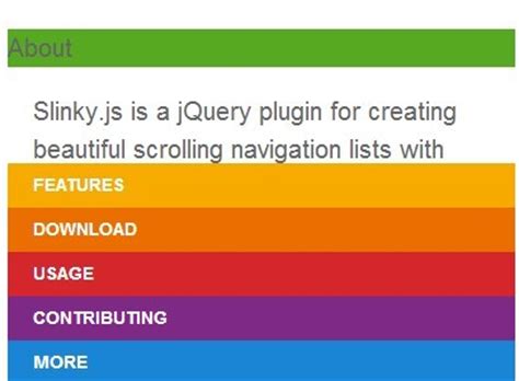 JQuery Plugin For Sticky Navigation Lists With Stacking Headers Slinky Free JQuery Plugins