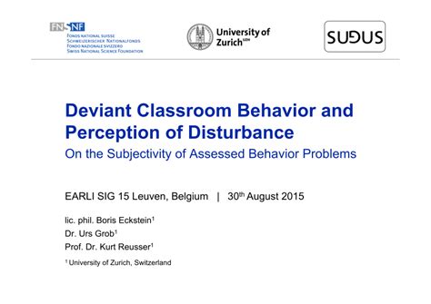 Pdf Deviant Classroom Behavior And Perception Of Disturbance On The Subjectivity Of Assessed
