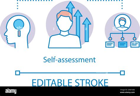 Self Assessment Concept Icon Test Idea Thin Line Illustration People Examining Vector Isolated